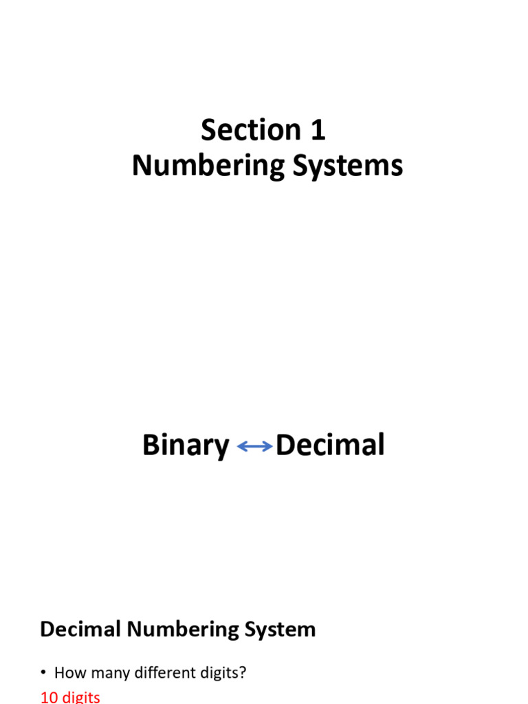 Section 1 (Numbering Systems) | PDF | Numbers | Notation