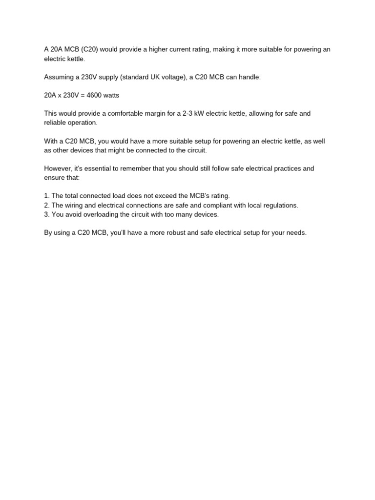 MCB Calculations | PDF