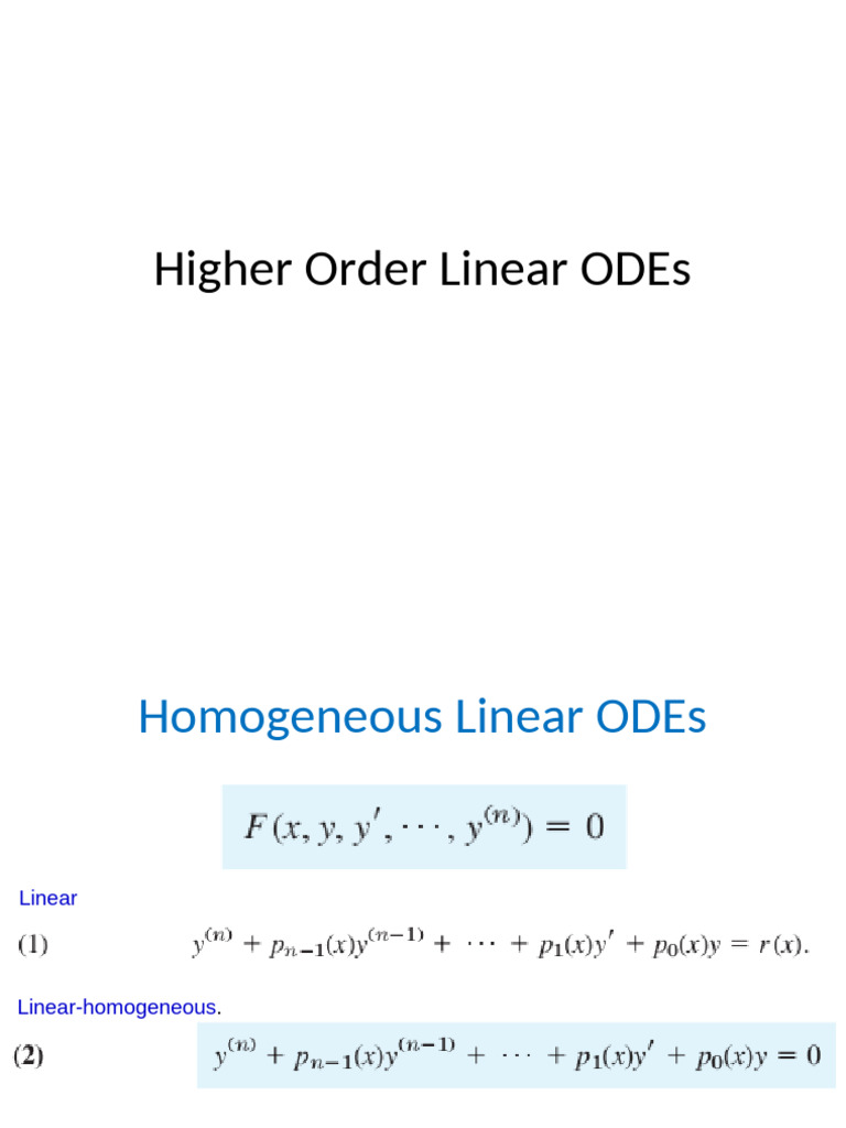 Higher Order Linear Odes Explained Pdf