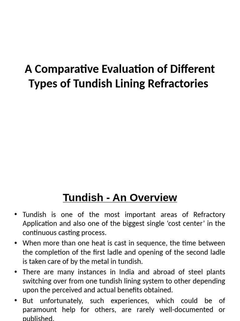A Comparative Evaluation of Different Types of Tundish | PDF ...