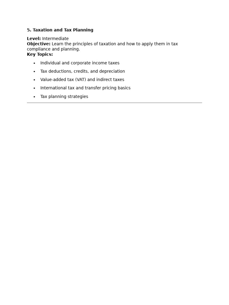 Taxation and Tax Planning | PDF