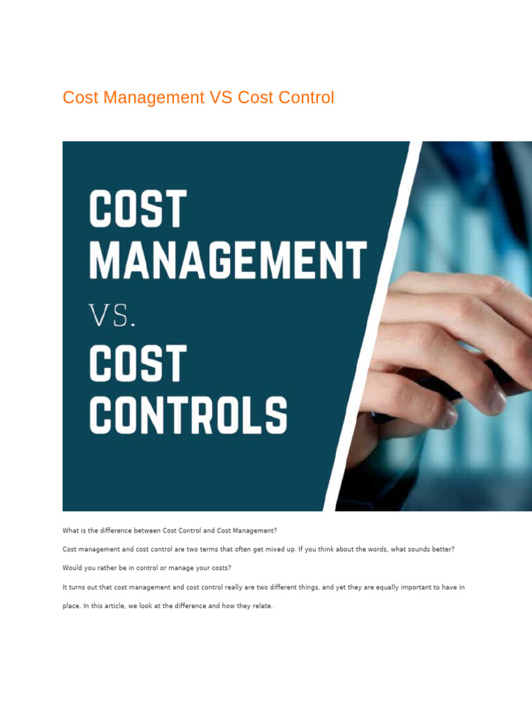 Cost Management VS Cost Control | PDF | Cost Accounting | Budget