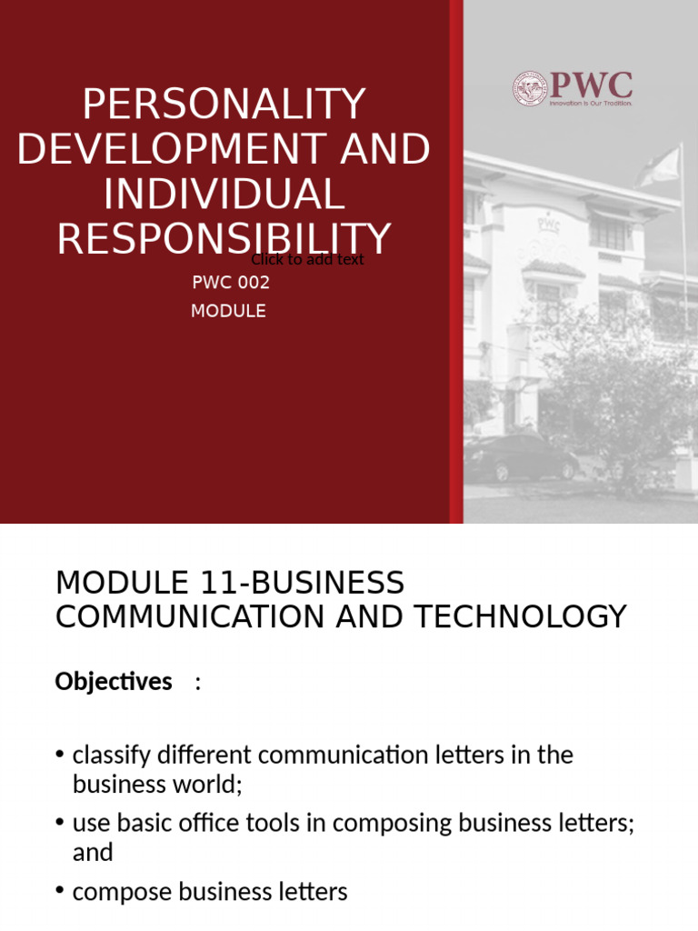 11PPT GE Personality Development MODULE 11 | PDF | Microsoft Excel ...