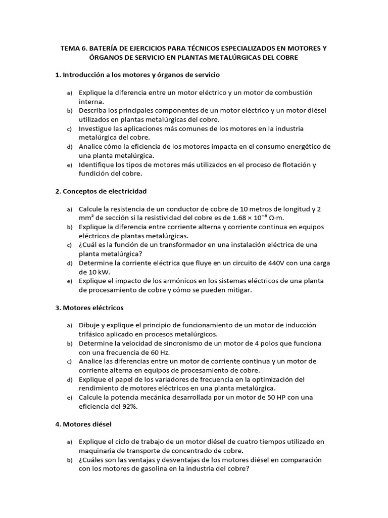 Actividaddes Tema 6. Modulo 2. | PDF | Motores | Corriente eléctrica