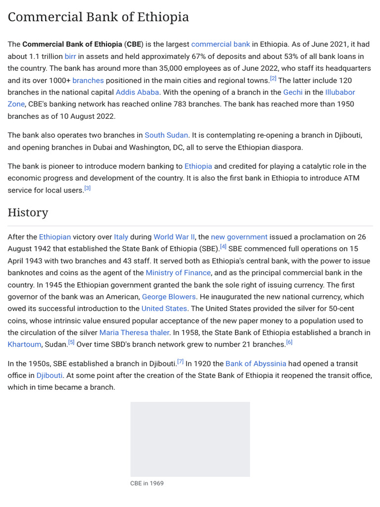 CommercialBankofEthiopia-Wikipedia 1747121039874 | PDF | Banking ...
