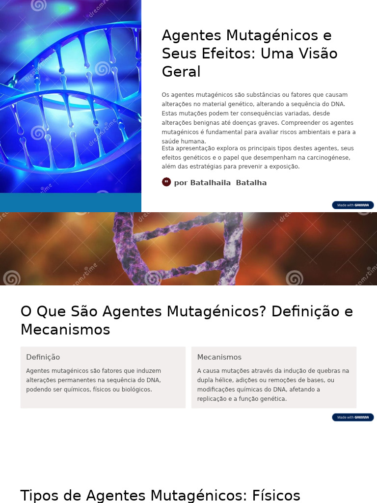 Agentes Mutagênicos: Tipos e Efeitos | PDF