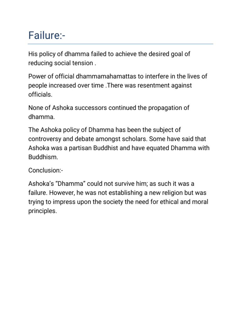 Failure of Ashoka's Dhamma | PDF