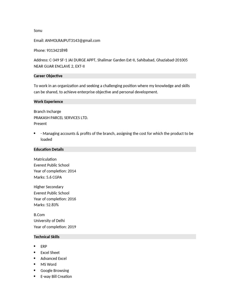 Sonu Resume Updated-2 | PDF