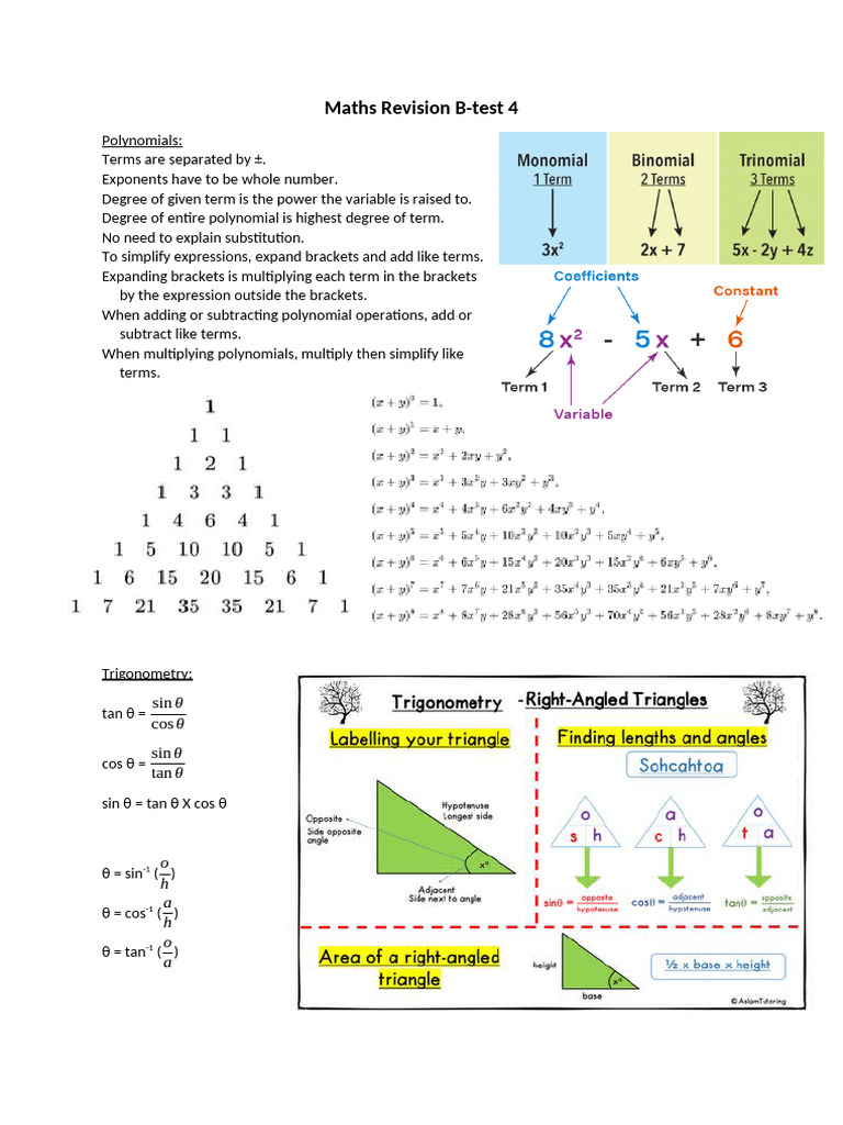 Maths Revision: Polynomials & Trigonometry | PDF