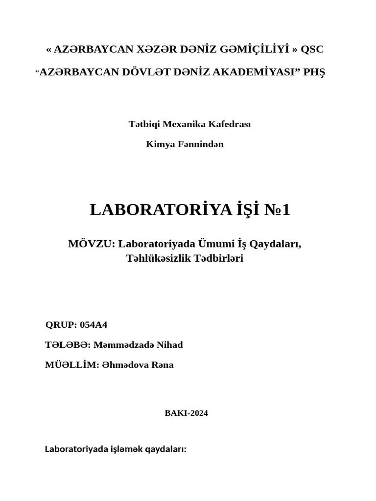 Kimya Lab 1 Nihad | PDF