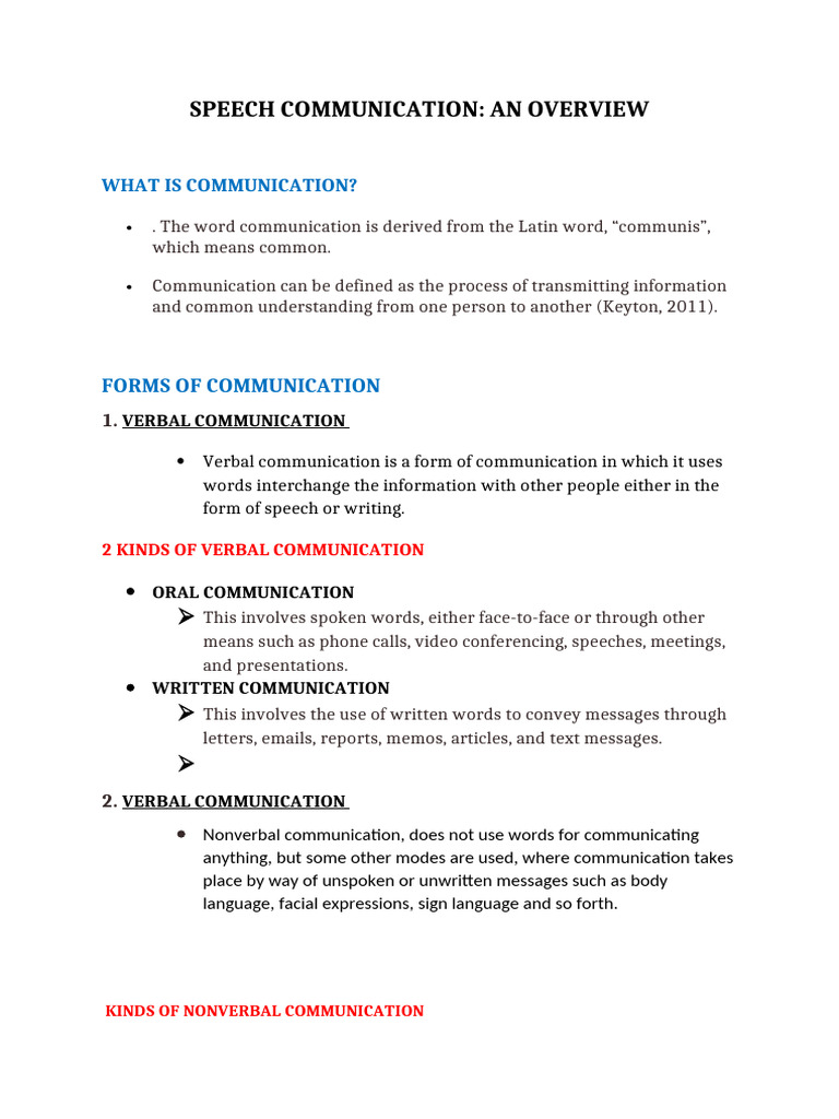 Speech Communication G1 Notes | PDF | Communication | Nonverbal ...