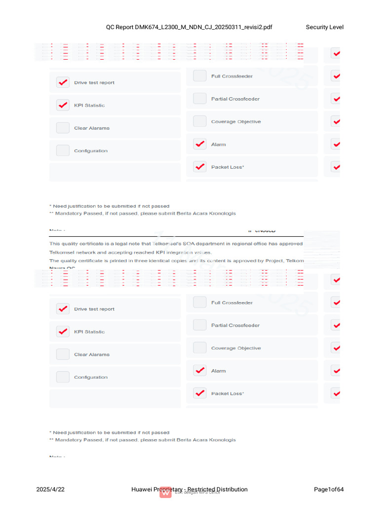 QC Report Dmk674 l2300 M NDN CJ 20250311 Revisi2 | PDF | Telecommunications