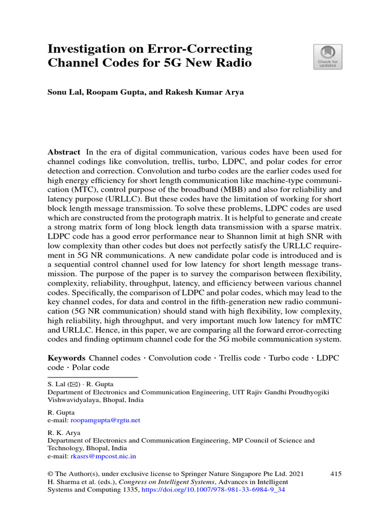Investigation On Error Correcting Channe | PDF | Low Density Parity Check Code | Telecommunications