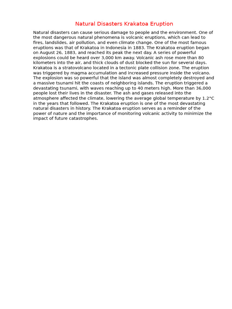 Natural Disasters Krakatoa Eruption | PDF