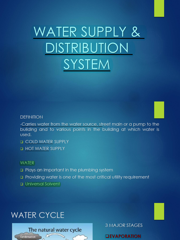 Water Supply Distribution System Pdf Pump Water Purification