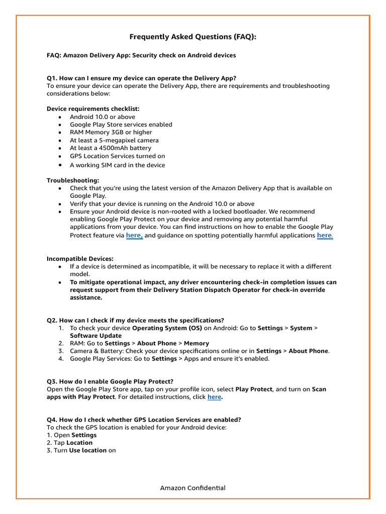 Delivery App Android Hardware FAQ EN | PDF | Google Play | Android (Operating System)