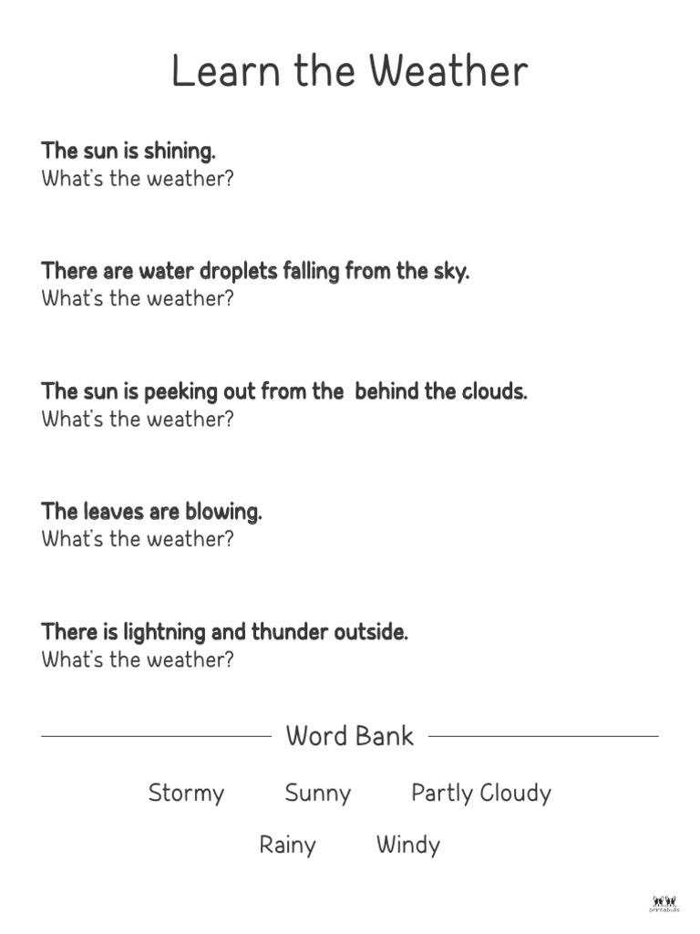 Printable Weather Worksheet 4 | PDF