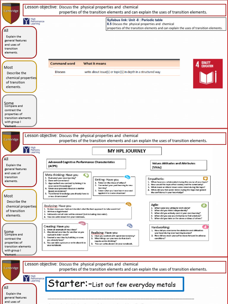Transition Elements: Properties & Uses | PDF | Transition Metals ...