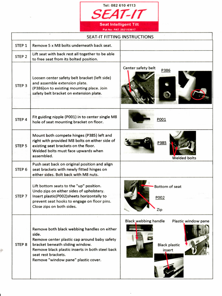 Seat - It Fitting Instructions | PDF