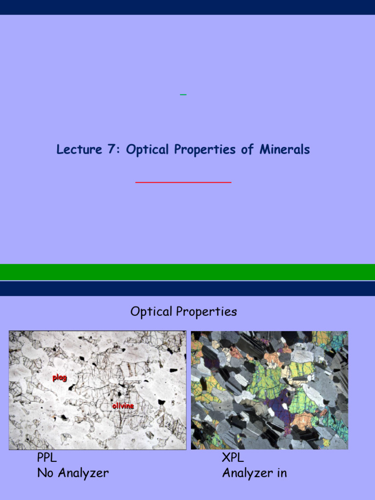 Lecture 7-Optical Properties of Minerals | PDF | Minerals | Mineralogy