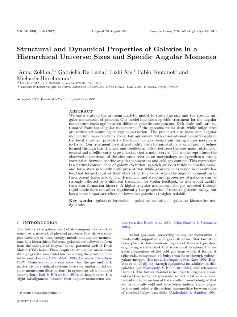 Zoldan - Structural and Dynamical Properties of Galaxies in a ...