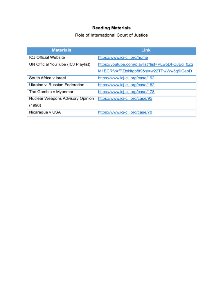 Reading Materials-Role of ICJ | PDF