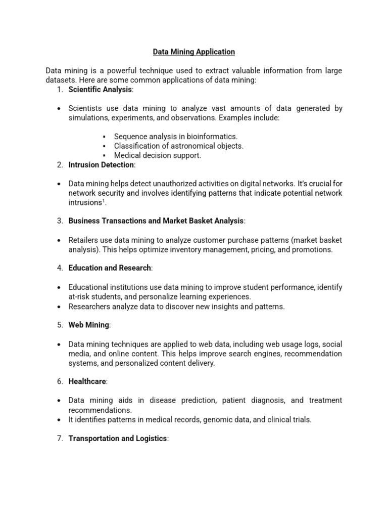 Data Mining Application | PDF