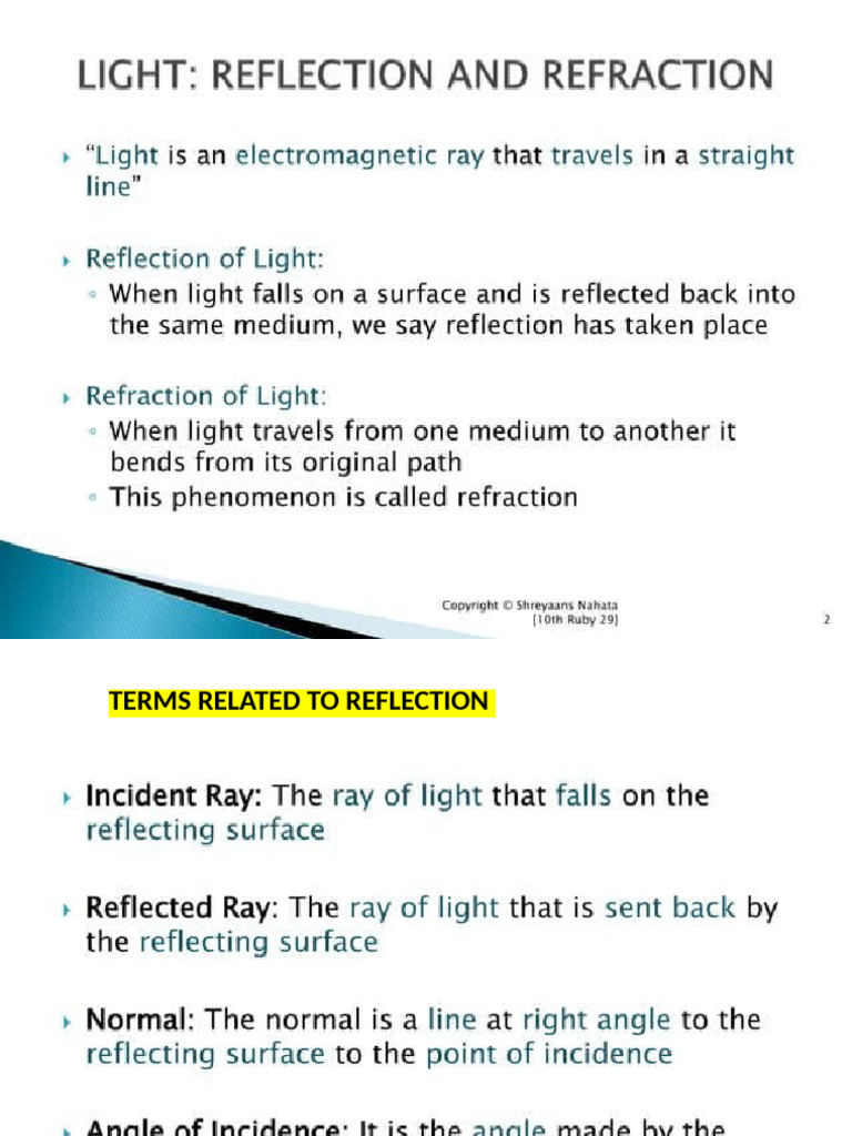 REFLECTION AND REFRACTION | PDF
