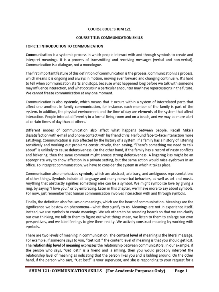 COMMUNICATION SKILLS | PDF | Communication | Reading Comprehension