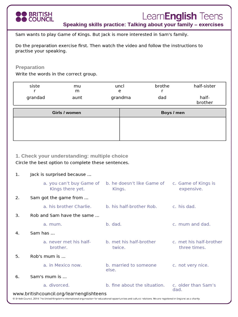 Family Discussion Exercises | PDF