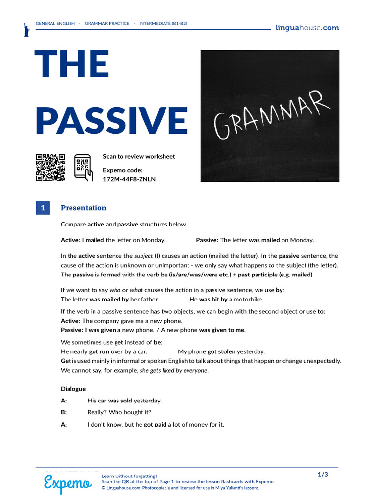 The Passive American English Student Ver2 | PDF | Linguistic Typology | Languages