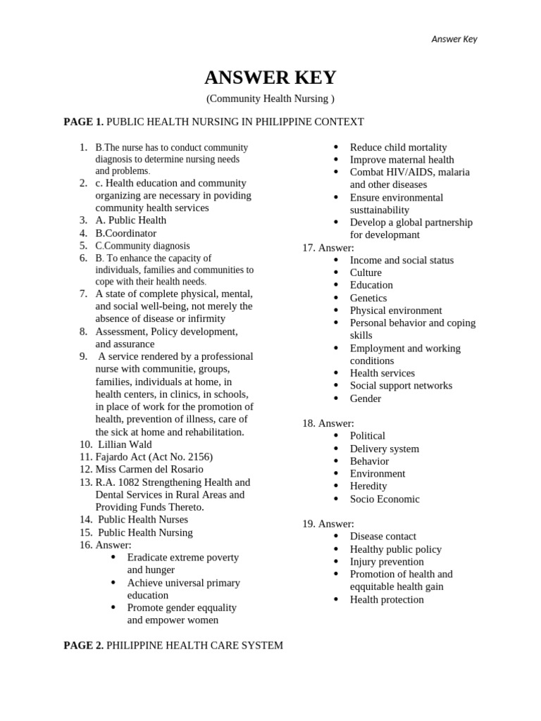 CHN Answer. | PDF | Health Care | Medicine