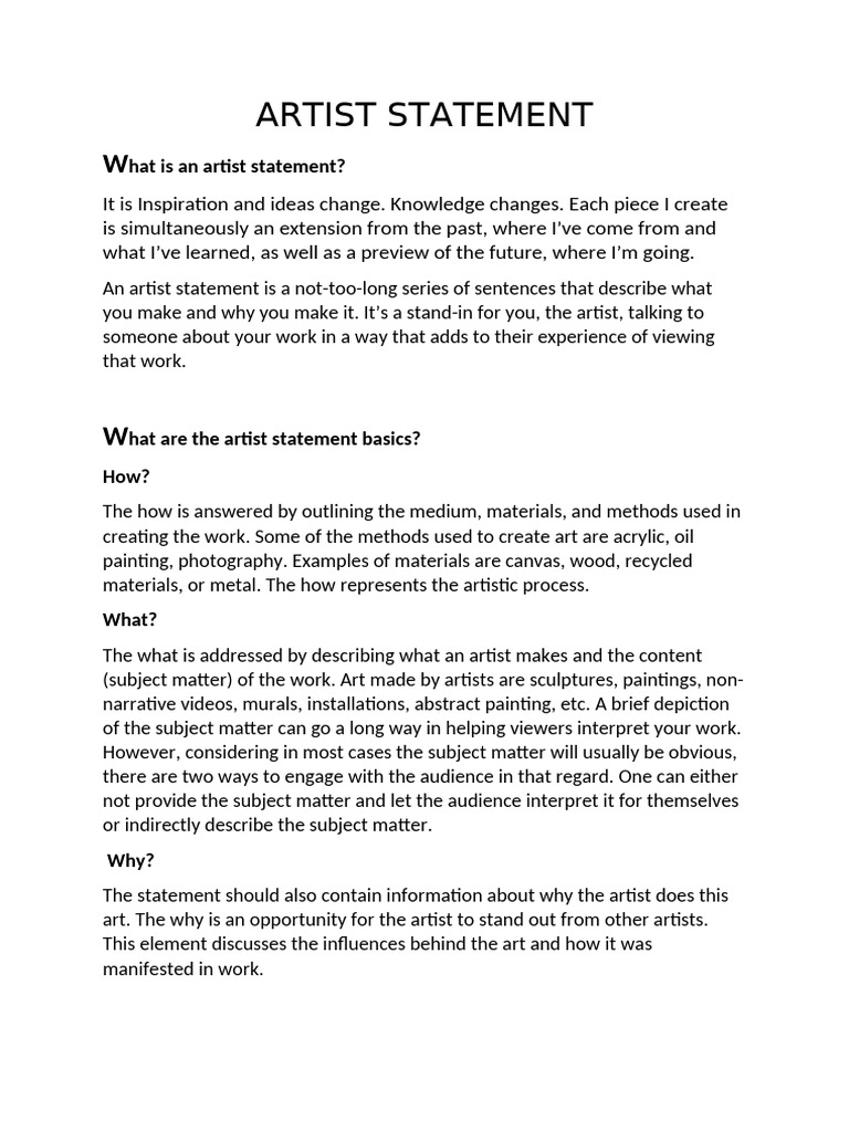 Understanding Artist Statements | PDF