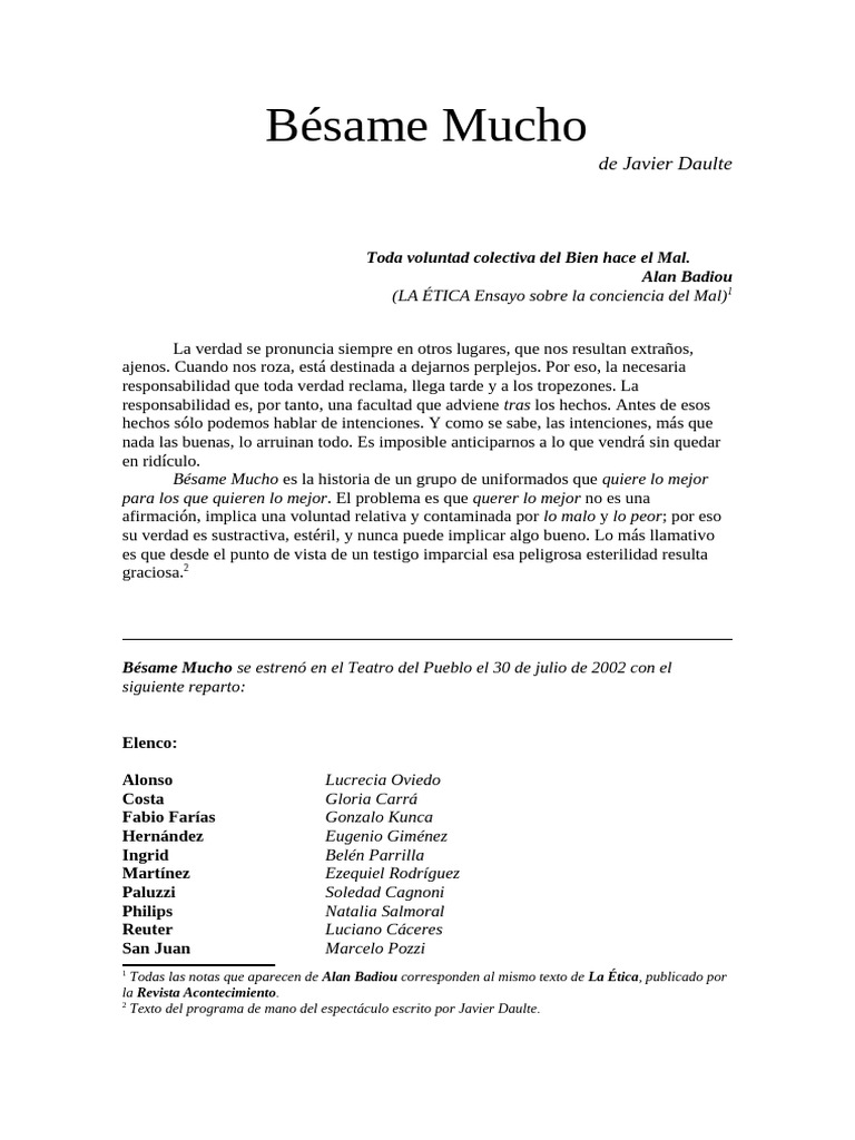 Daulte, Javier. Bésame Mucho | PDF