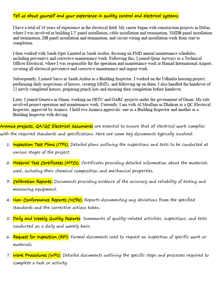 Fadhili Project Interviews Qustion ANSWER | PDF | Calibration | Quality ...