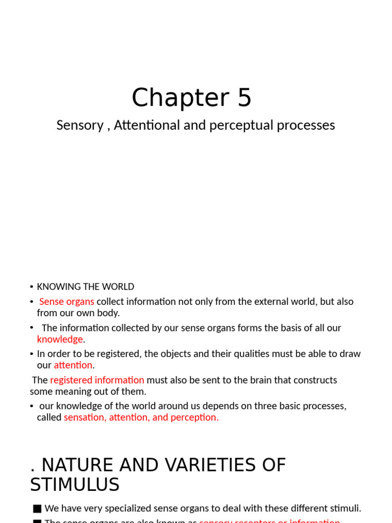 Chapter 5 11th Psychology | PDF | Senses | Attention Deficit ...