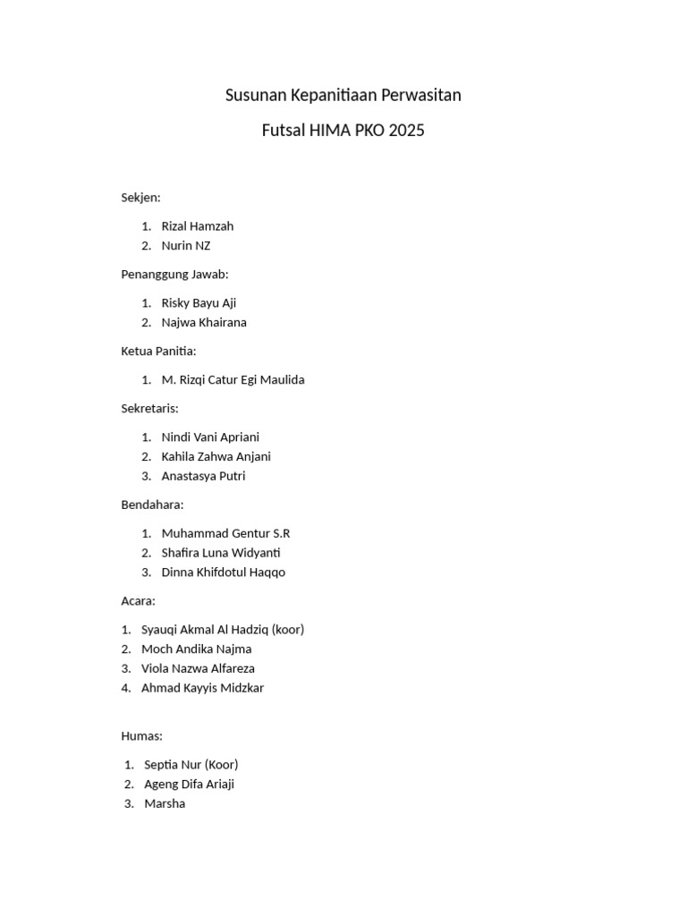 Susunan Kepanitiaan | PDF