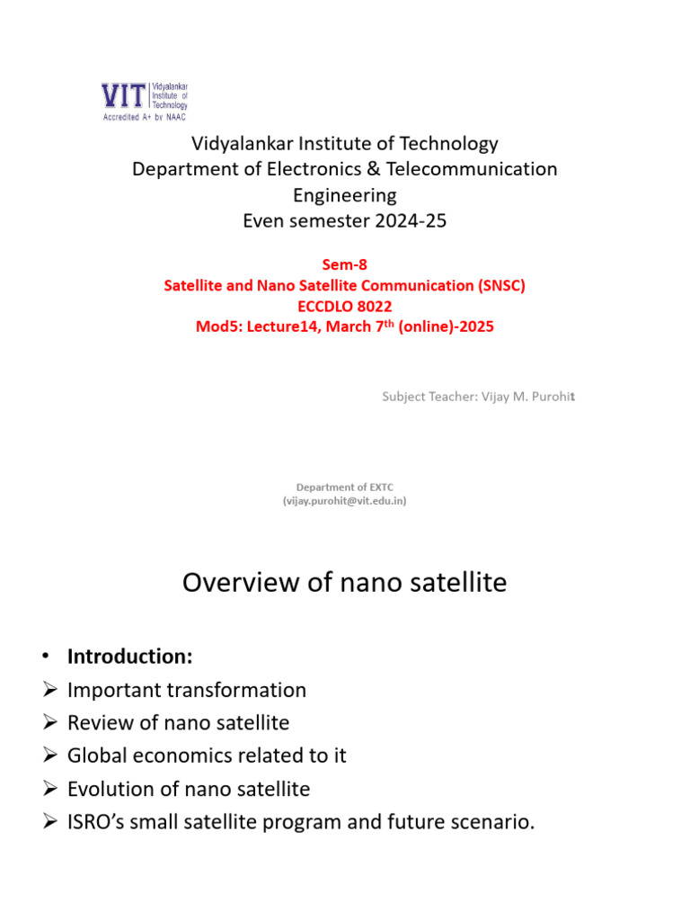 SNSC Lecture15-Online 7march25 | PDF | Satellite | Radio Spectrum