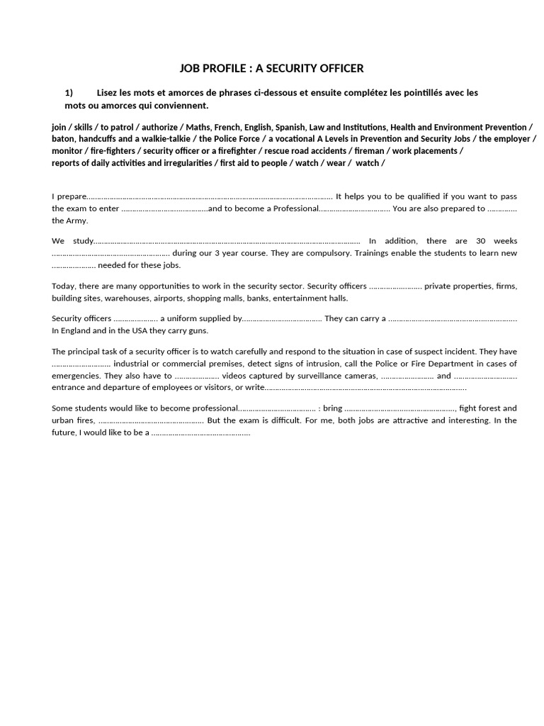 1 Job Profile Security Officer Eleves | PDF