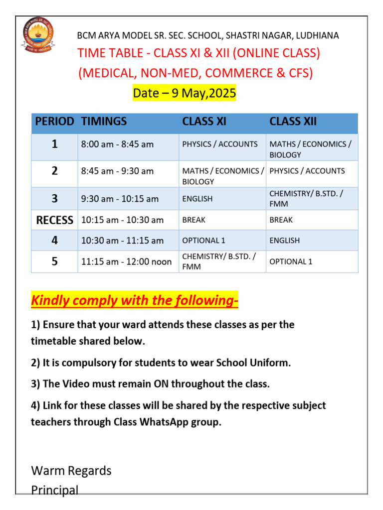 Class Xi & Xii (Med, Nmed, Com & CFS) Online | PDF