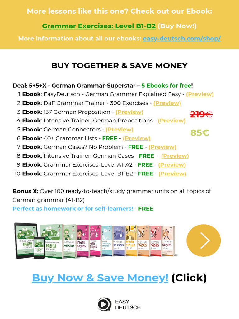 Preview 10 German Grammar Exercises Level B1 B2 | PDF | Verb ...