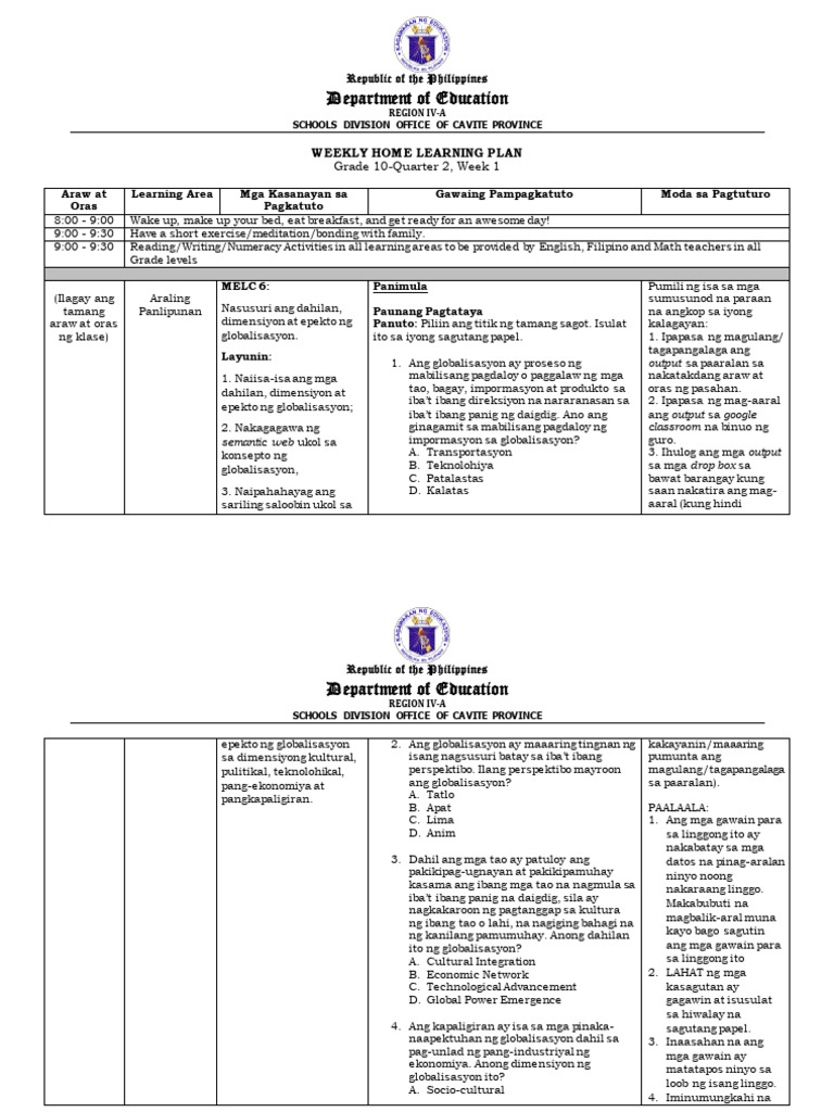 Ap10 WHLP Q2 W1 | PDF