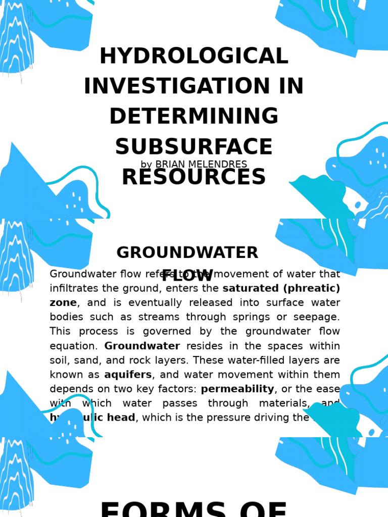 Hydrological Investigation in Determining Subsurface Resources | PDF ...