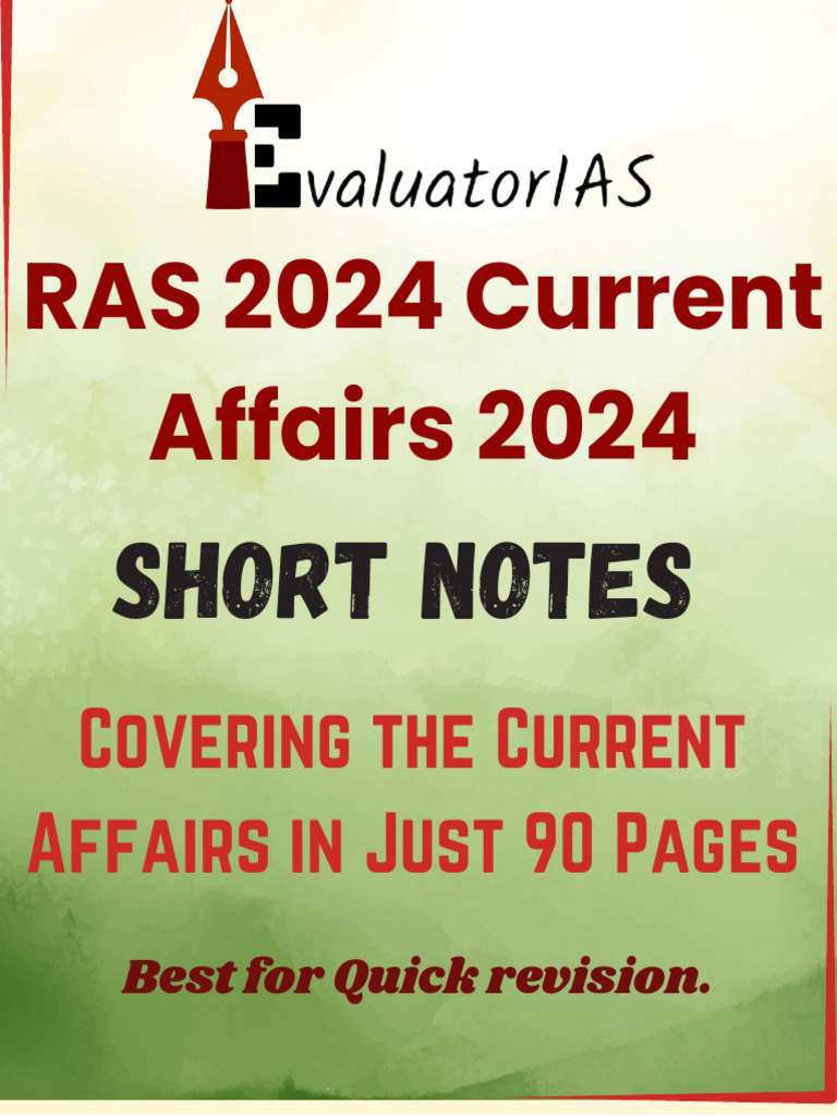 RAS Current Affairs Short Notes- 90 Pages(E) | PDF | Indian National ...