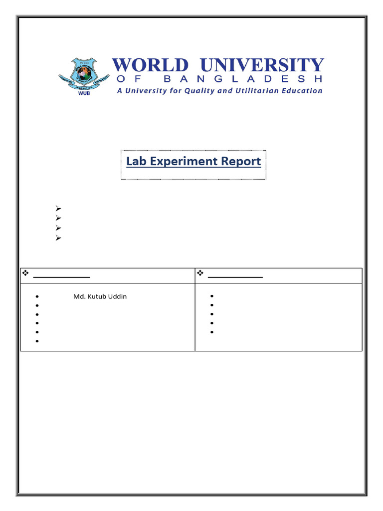 Lab Experiment Report: Department of Mechanical Engineering | PDF ...