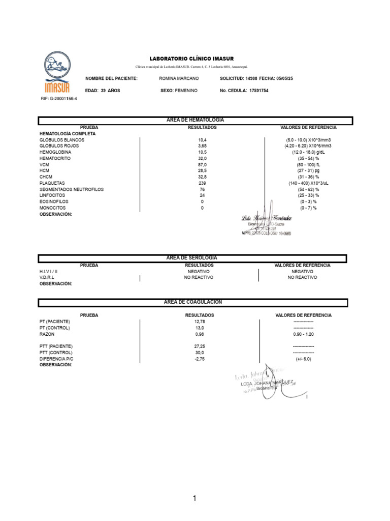 Romina Marcano | PDF | Hematología | Fluidos corporales