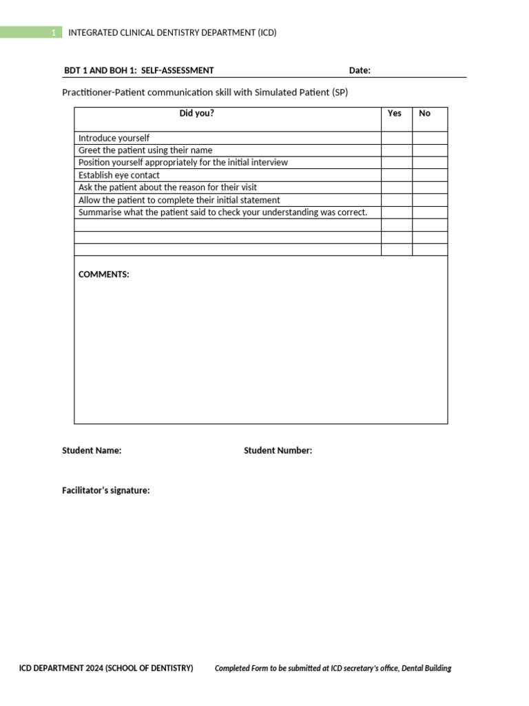2024 BDT & Boh Self Assesment Rubric | PDF