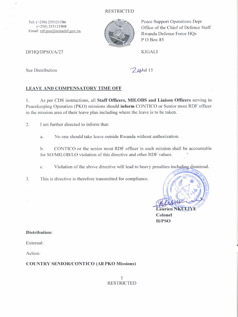 Sop - Leave & Compensatory Time of | PDF
