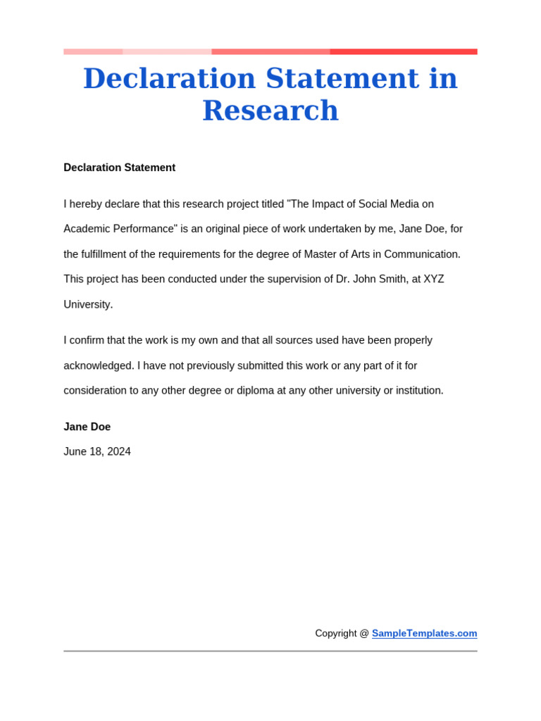 Declaration Statement in Research | PDF