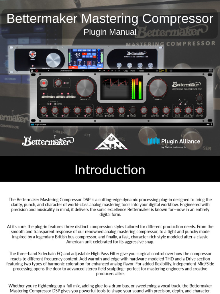 Bettermaker Mastering Compressor Manual | PDF | Electrical Engineering | Signal Processing